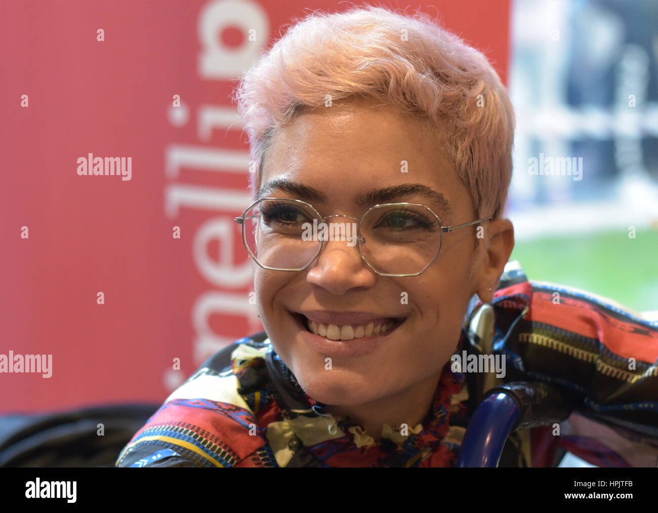 Pomigliano D'arco, Italy. 22nd Feb, 2017. The singer Elodie, met his ...