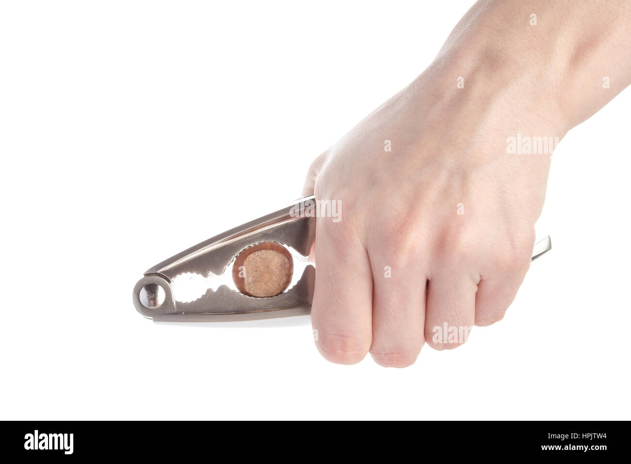 Nutcracker in hand walnut close hi-res stock photography and images - Alamy