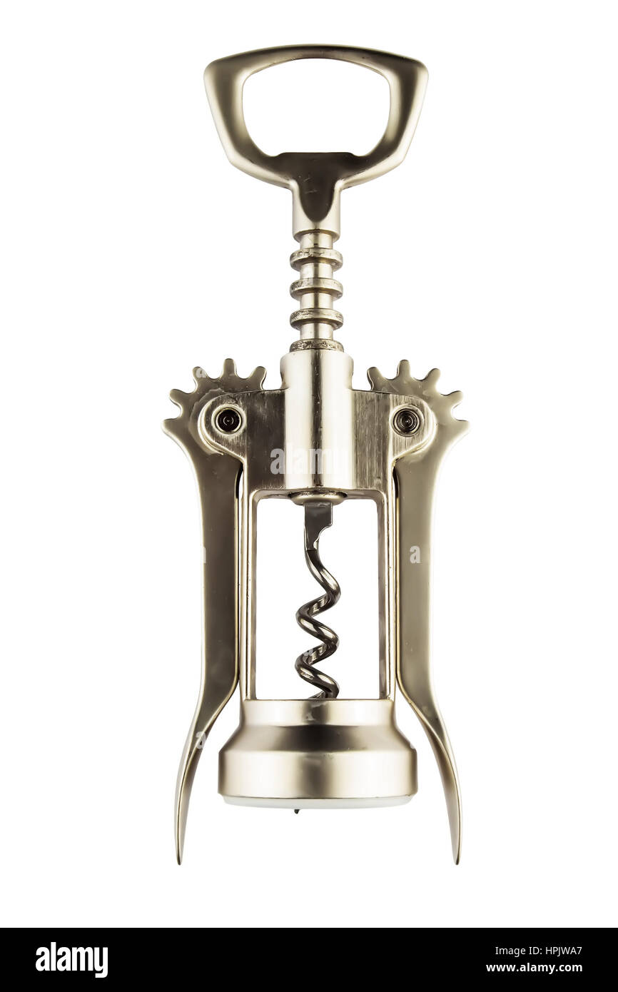 Metal modern corkscrew isolated on white background Stock Photo - Alamy
