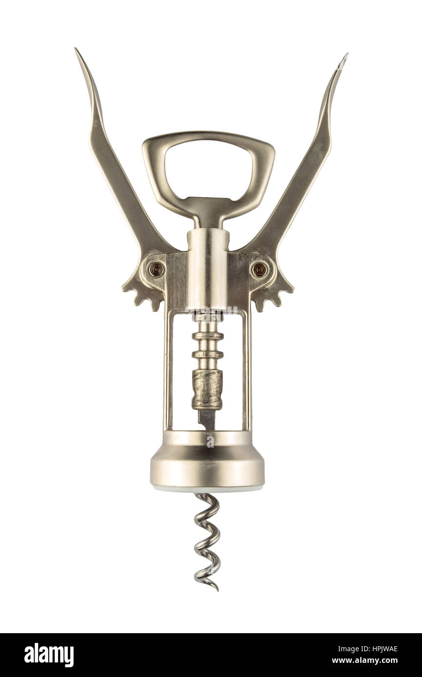 Metal modern corkscrew isolated on white background Stock Photo - Alamy