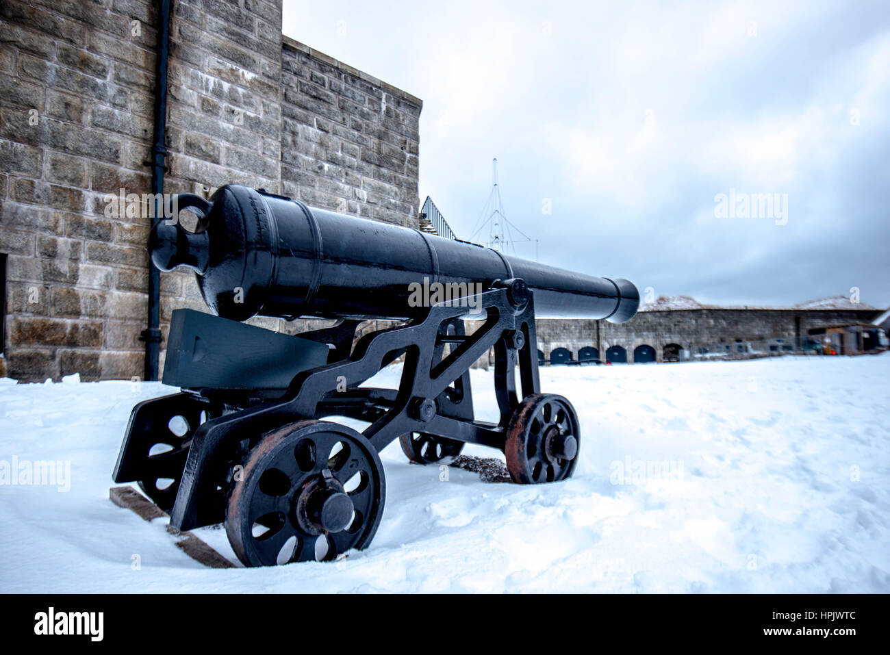 Look up old black gun in ancient castle in Halifax downtown citadel ...