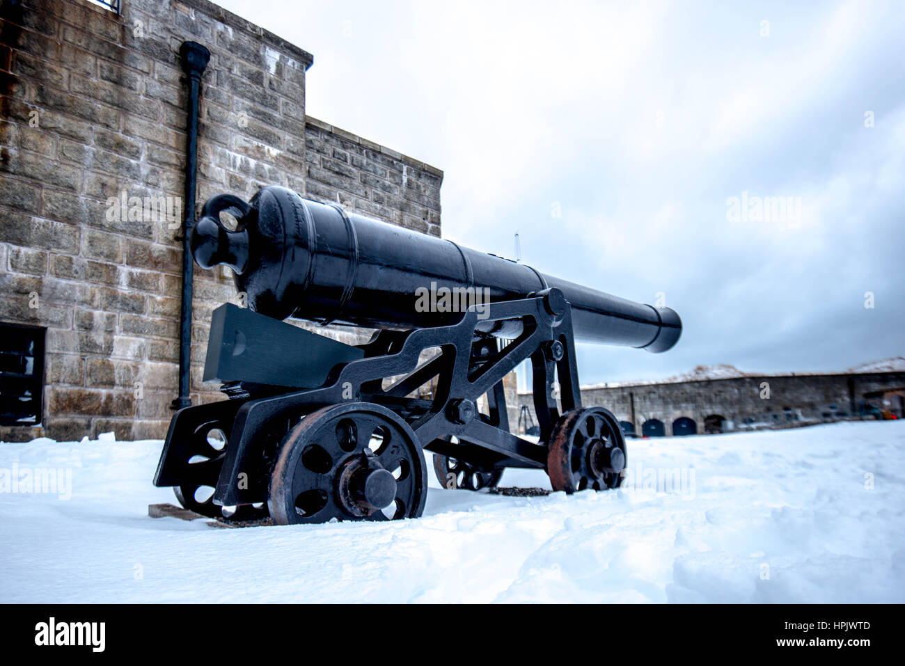Look up old black gun in ancient castle in Halifax downtown citadel ...