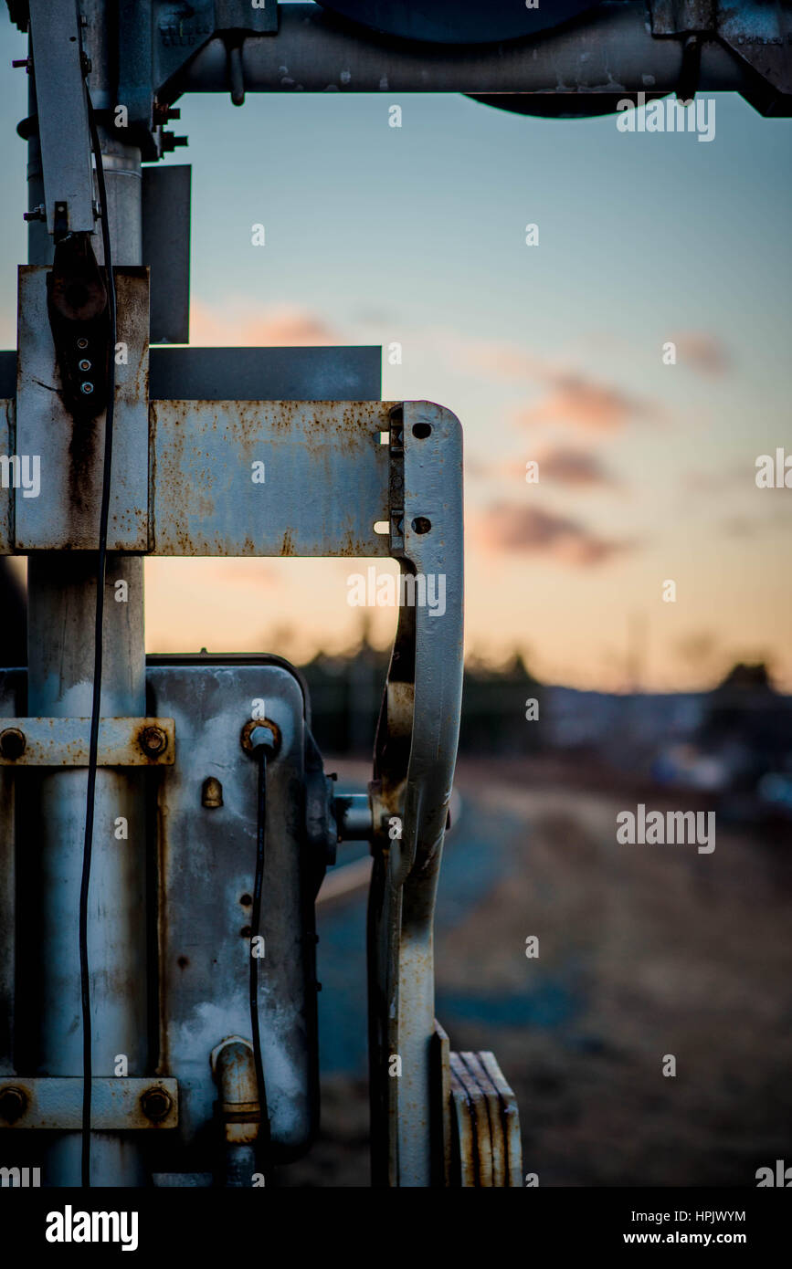 Rusty train traffic light in moody feeling Stock Photo - Alamy