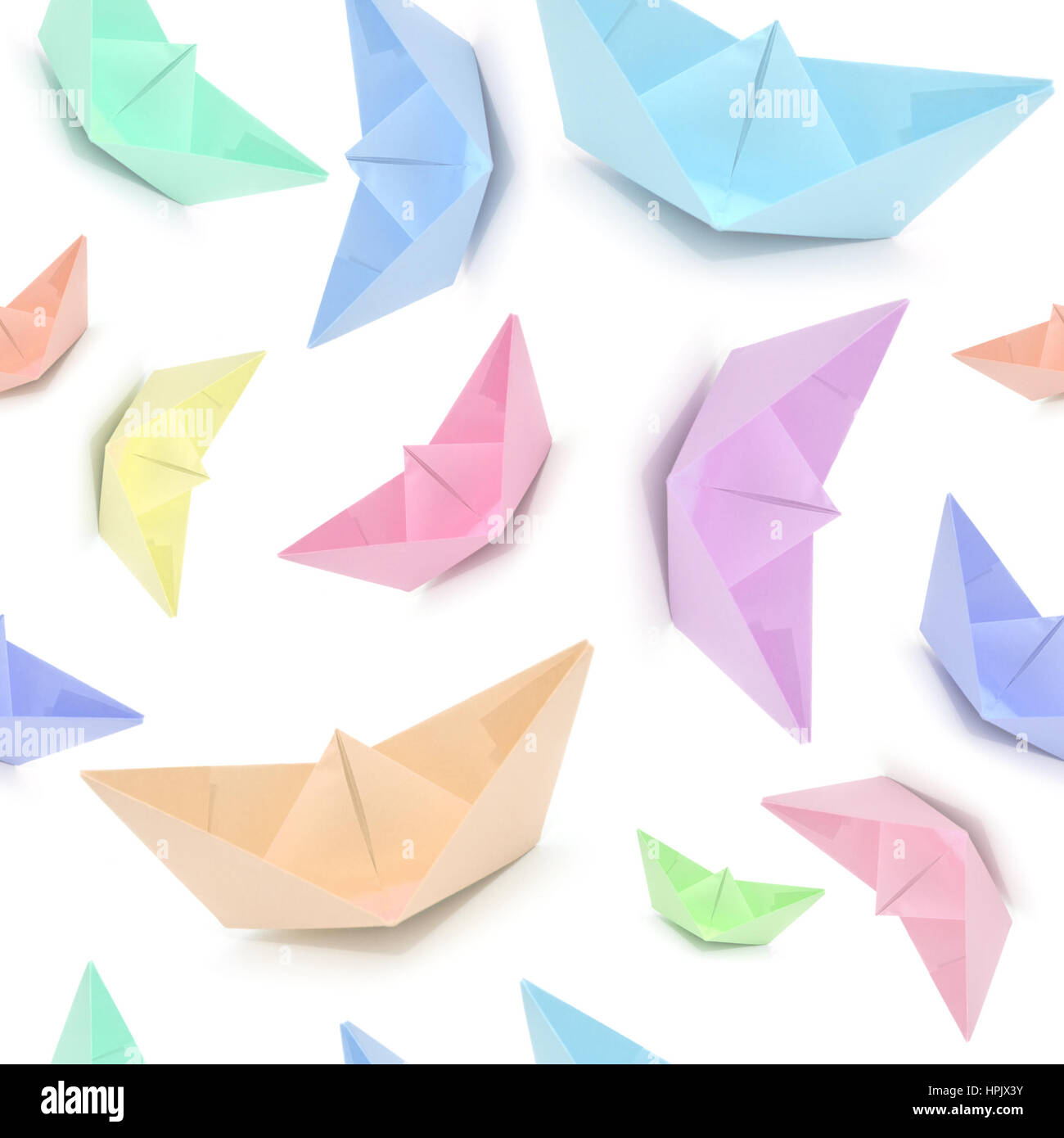 Seamless pattern with colored boats, origami boats, seamless origami ...