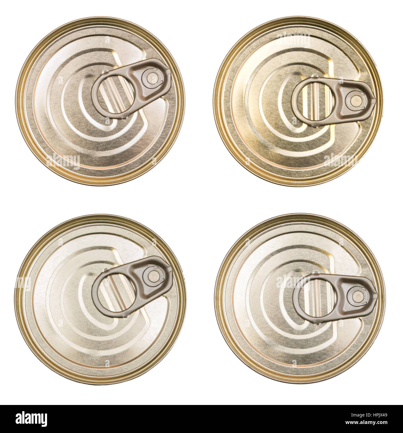 Cover the tin cans. Top view of a can food isolated. The lid of a tin ...