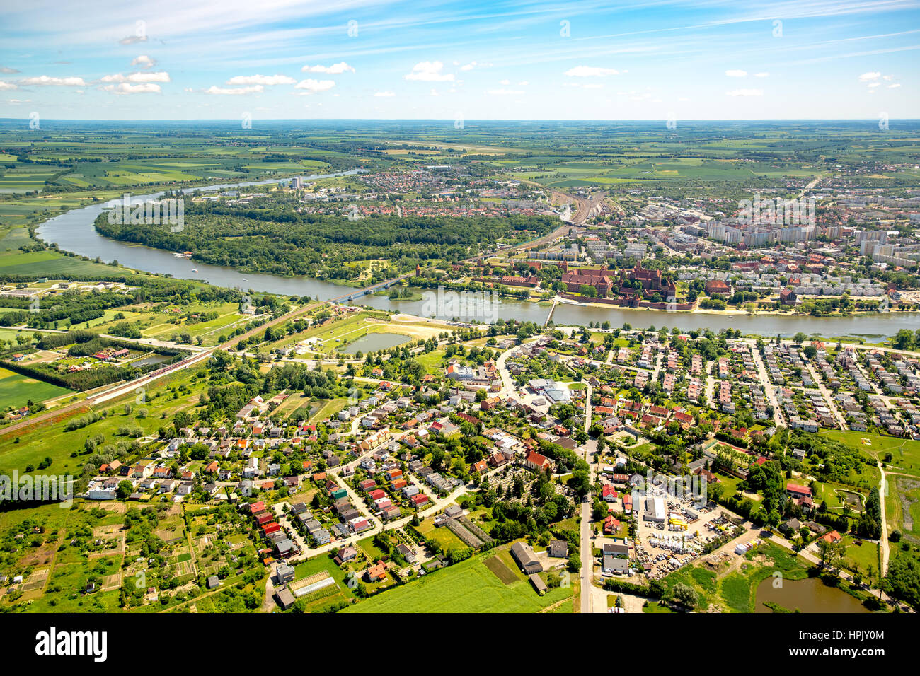 Malbork, Burganlage, Backsteingotik, Fluss Nogat, Stadt Marienburg ...