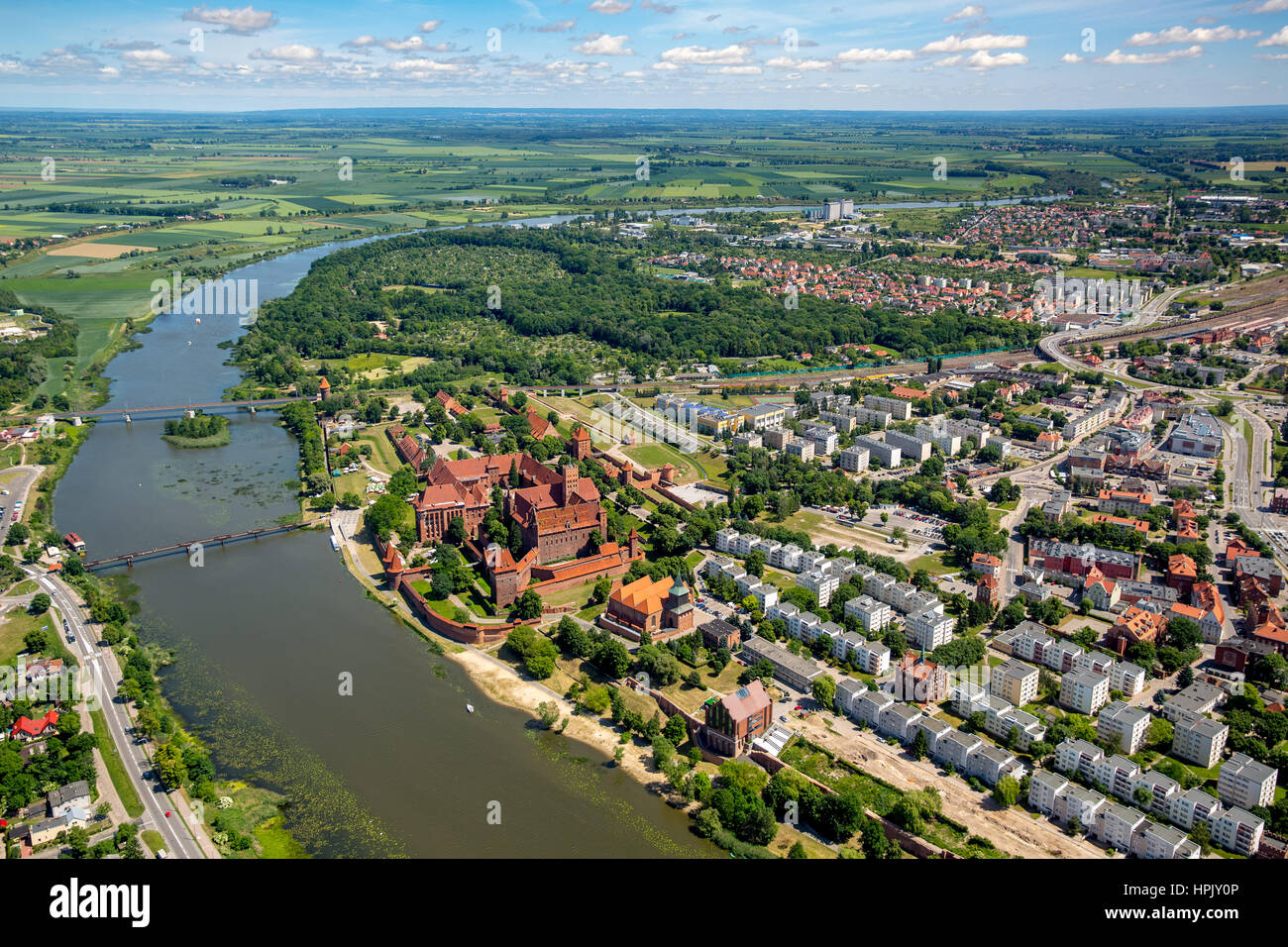 Malbork, Burganlage, Backsteingotik, Fluss Nogat, Stadt Marienburg ...