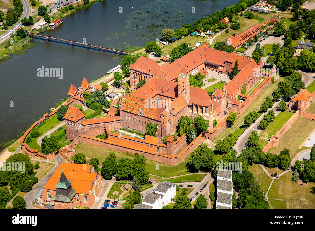 Malbork, Burganlage, Backsteingotik, Fluss Nogat, Stadt Marienburg ...