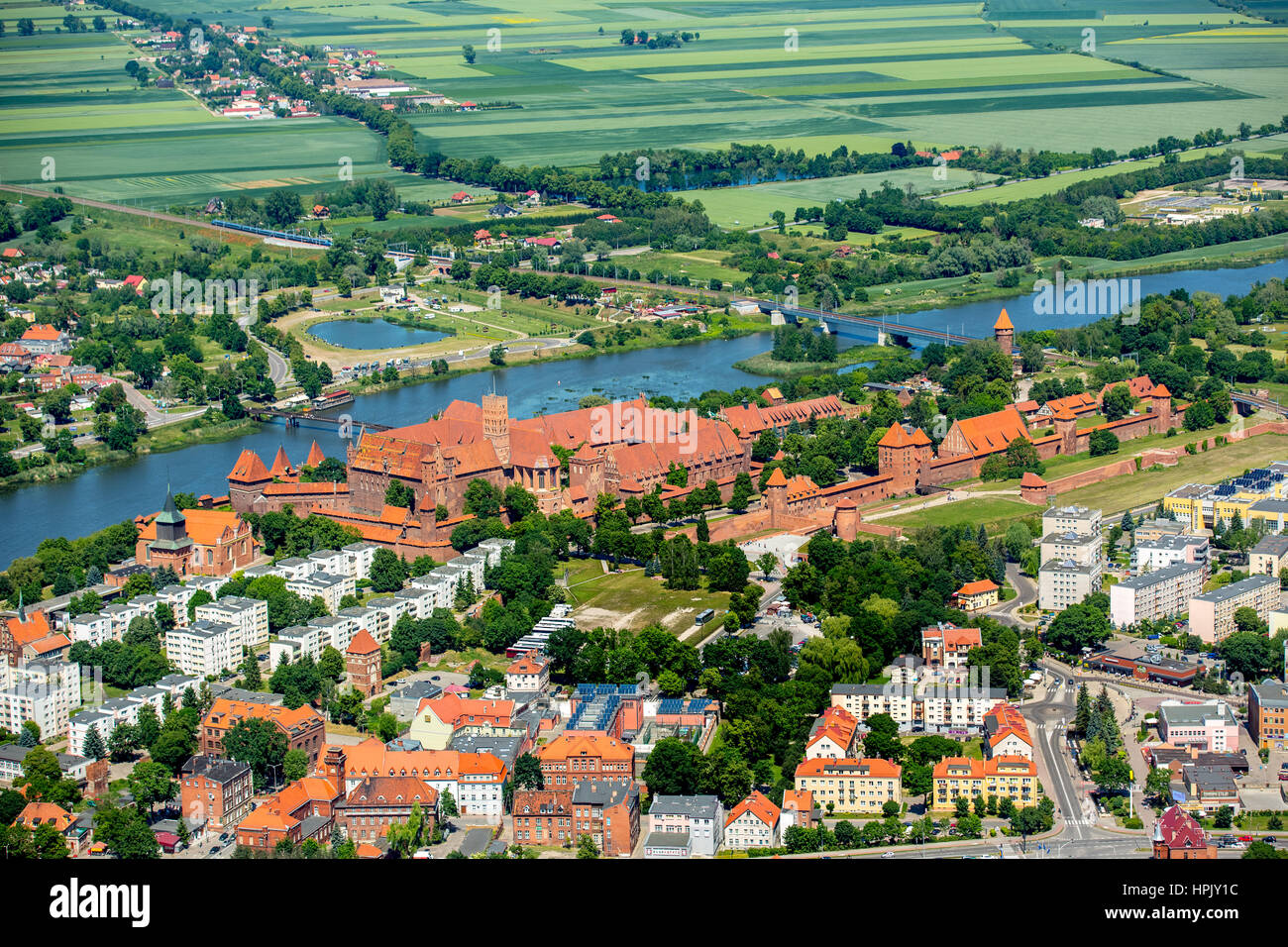 Malbork, Burganlage, Backsteingotik, Fluss Nogat, Stadt Marienburg ...