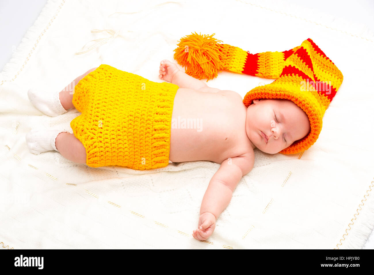 A cute newborn baby girl sleeping. Sweet little baby portrait. Use the ...