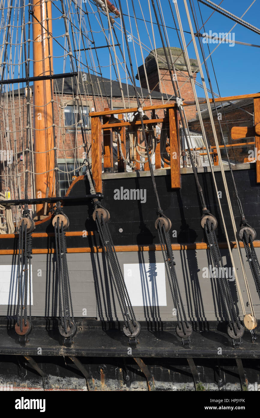 Detail of the rigging of three-masted barque "Earl of Pembroke" in ...
