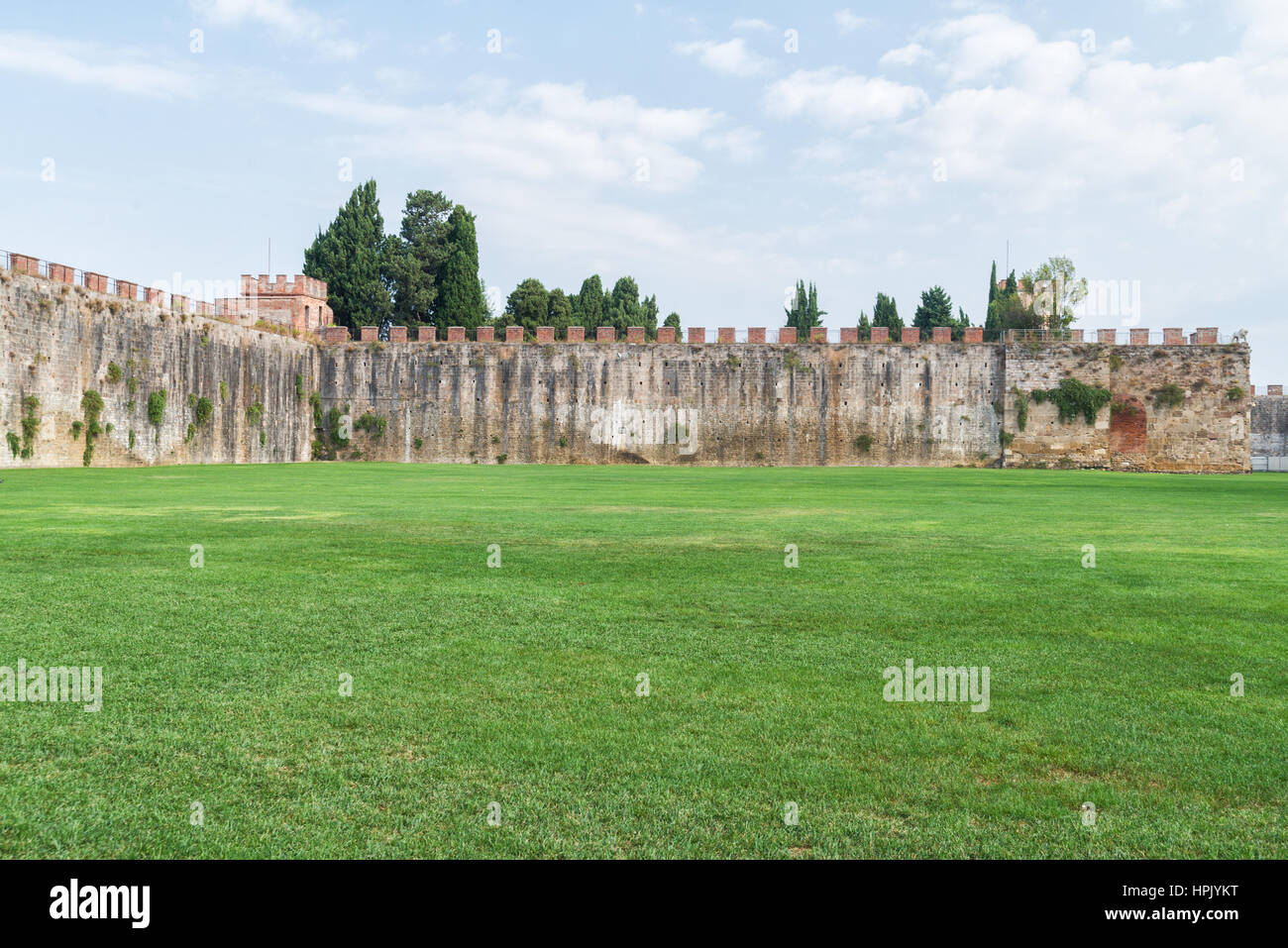 ancient city wall of pisa Italy in summer day Stock Photo - Alamy