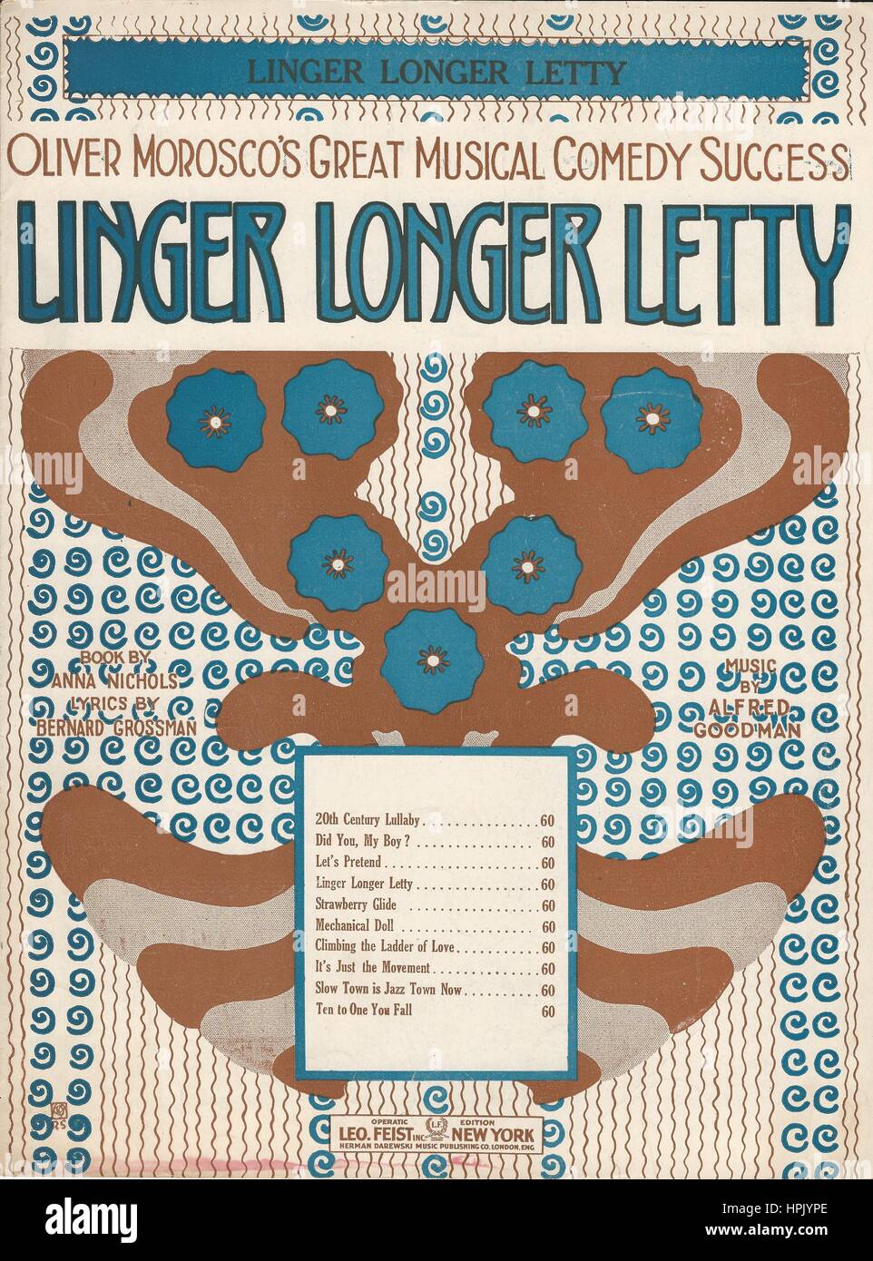 "Linger Longer Letty" 1919 Musical Sheet Music Cover Stock Photo - Alamy