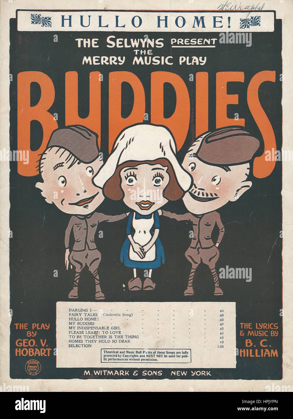 "Buddies" 1919 Musical Sheet Music Cover Stock Photo - Alamy