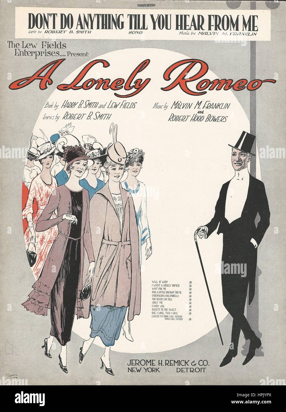 "A Lonely romeo" 1919 Musical Sheet Music Cover Stock Photo - Alamy