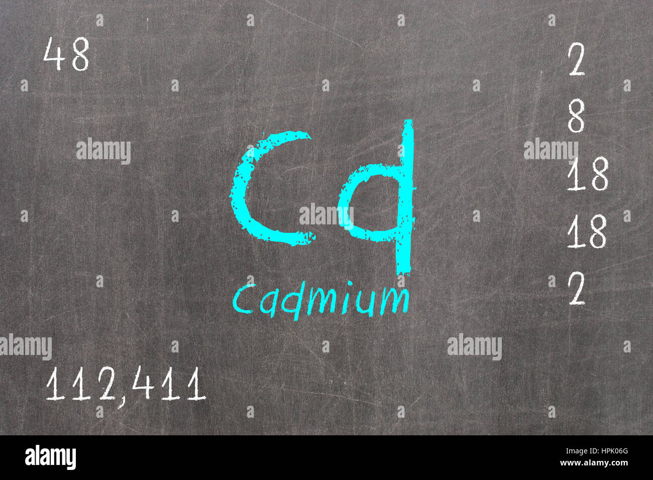 Isolated blackboard with periodic table, Cadmium, Chemistry Stock Photo ...