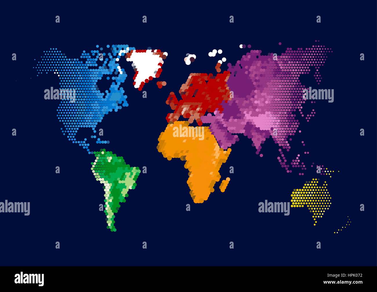Dot style world map continents hi-res stock photography and images - Alamy