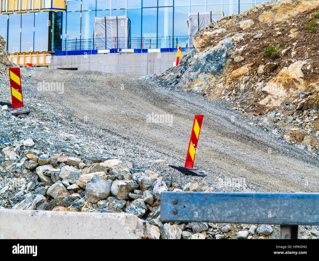 Road construction works. Roadwork signs on the street Stock Photo - Alamy