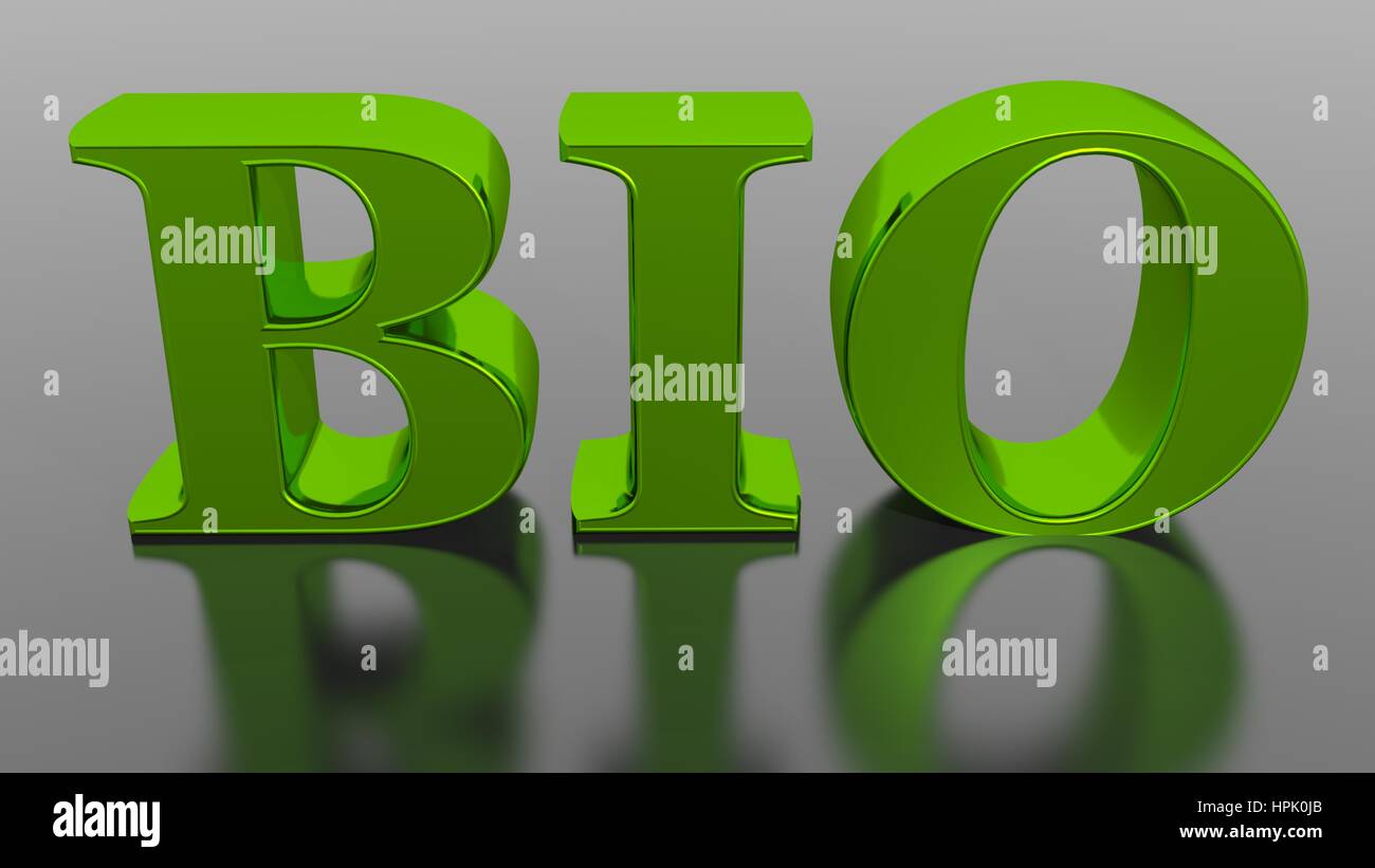 Bio written green 3d letters hi-res stock photography and images - Alamy