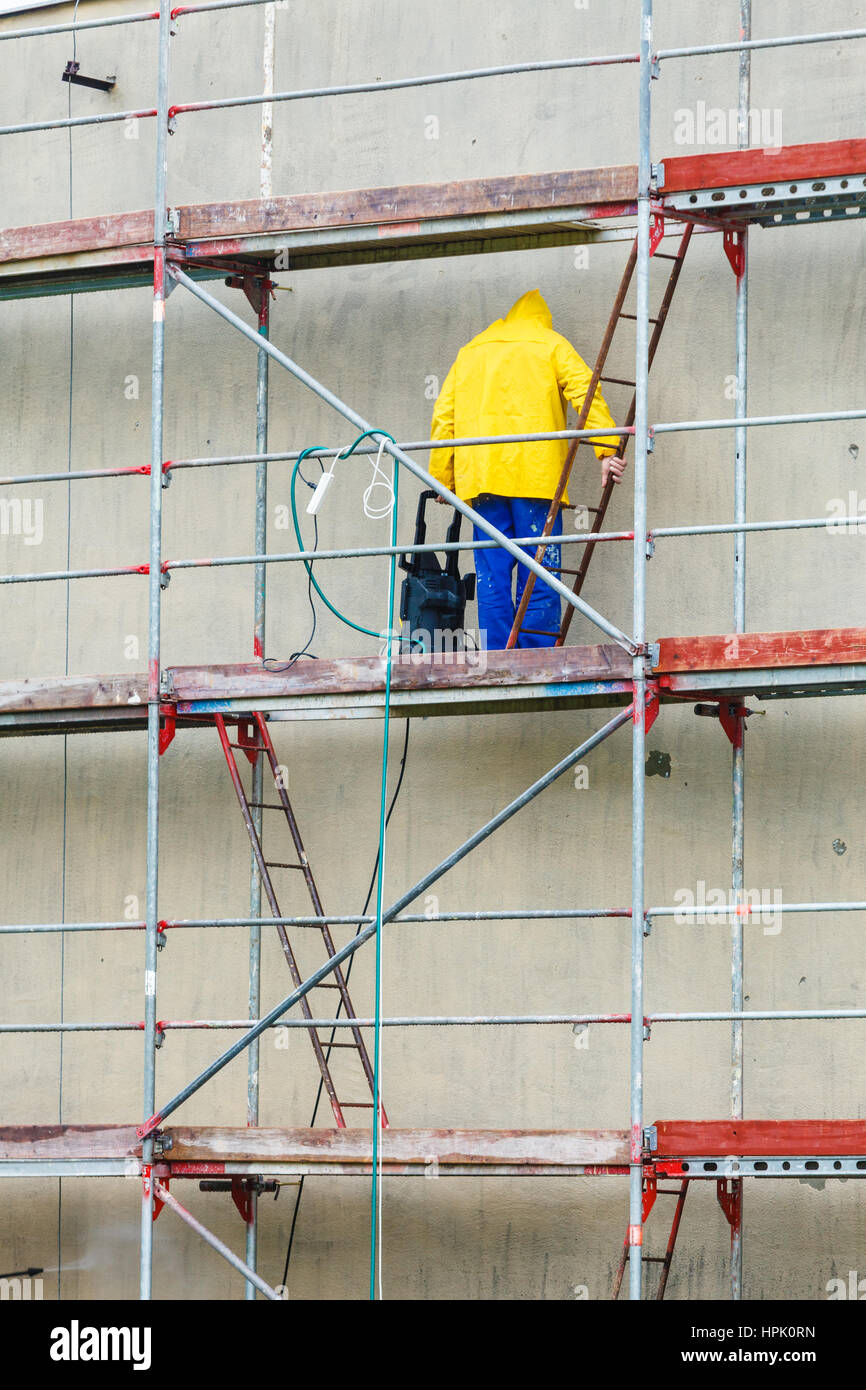 Scaffolding, construction site in progress. Building renovation Stock ...