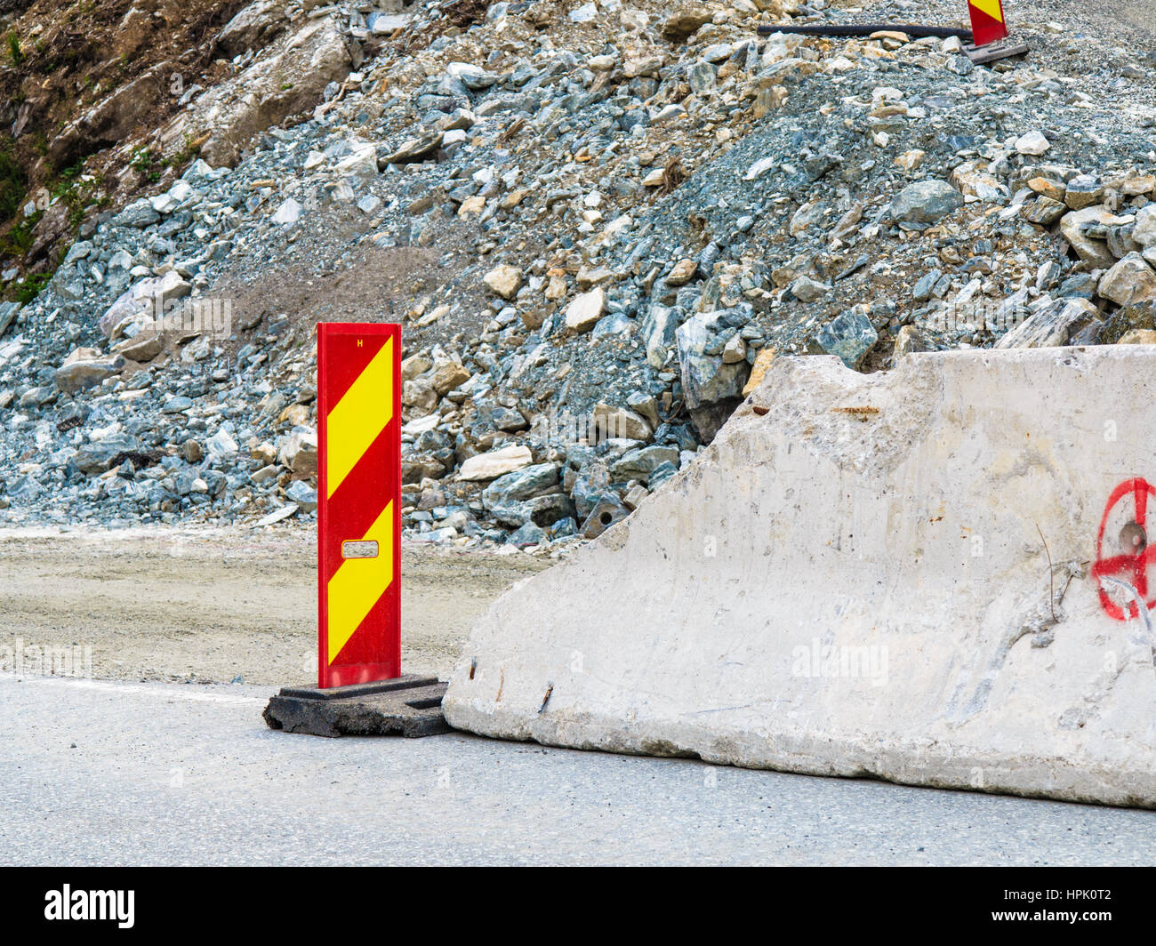 Road construction works. Roadwork signs on the street Stock Photo - Alamy