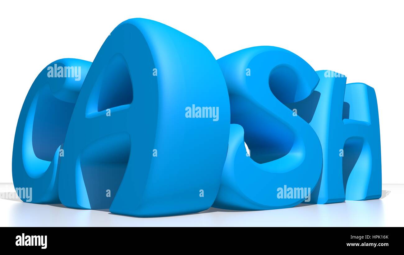 "CASH" written with blue 3D letters on white background Stock Photo - Alamy