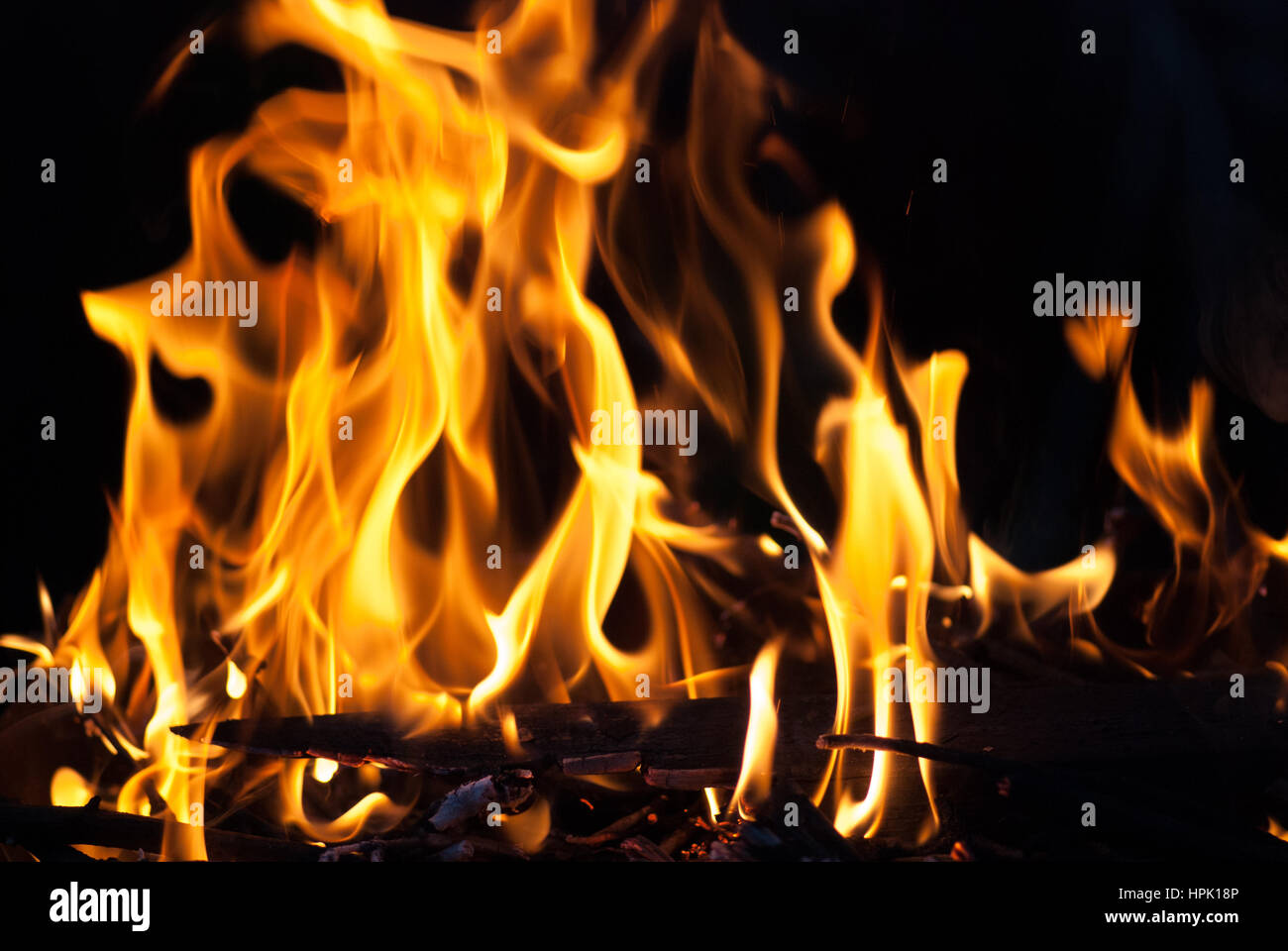 fire flames for background. Camping vacation food cooking Stock Photo ...