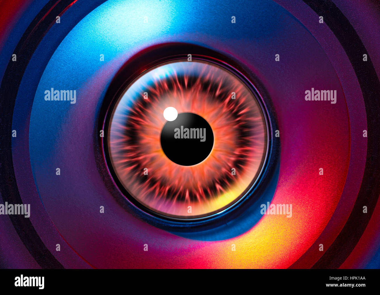 a colorful illuminated open alien eye Stock Photo - Alamy