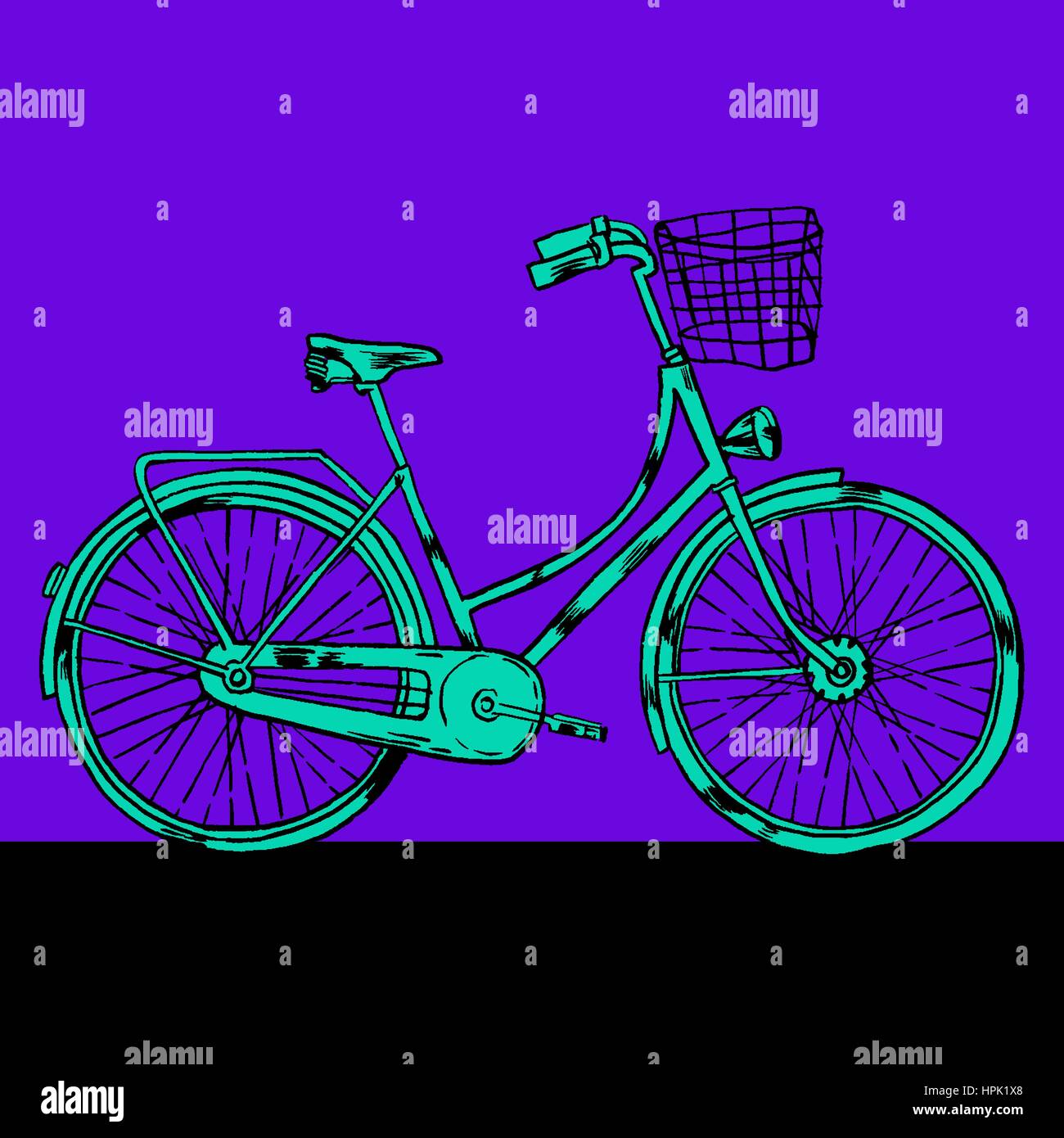 Vector Bicycle with Cart Stock Vector Image & Art - Alamy
