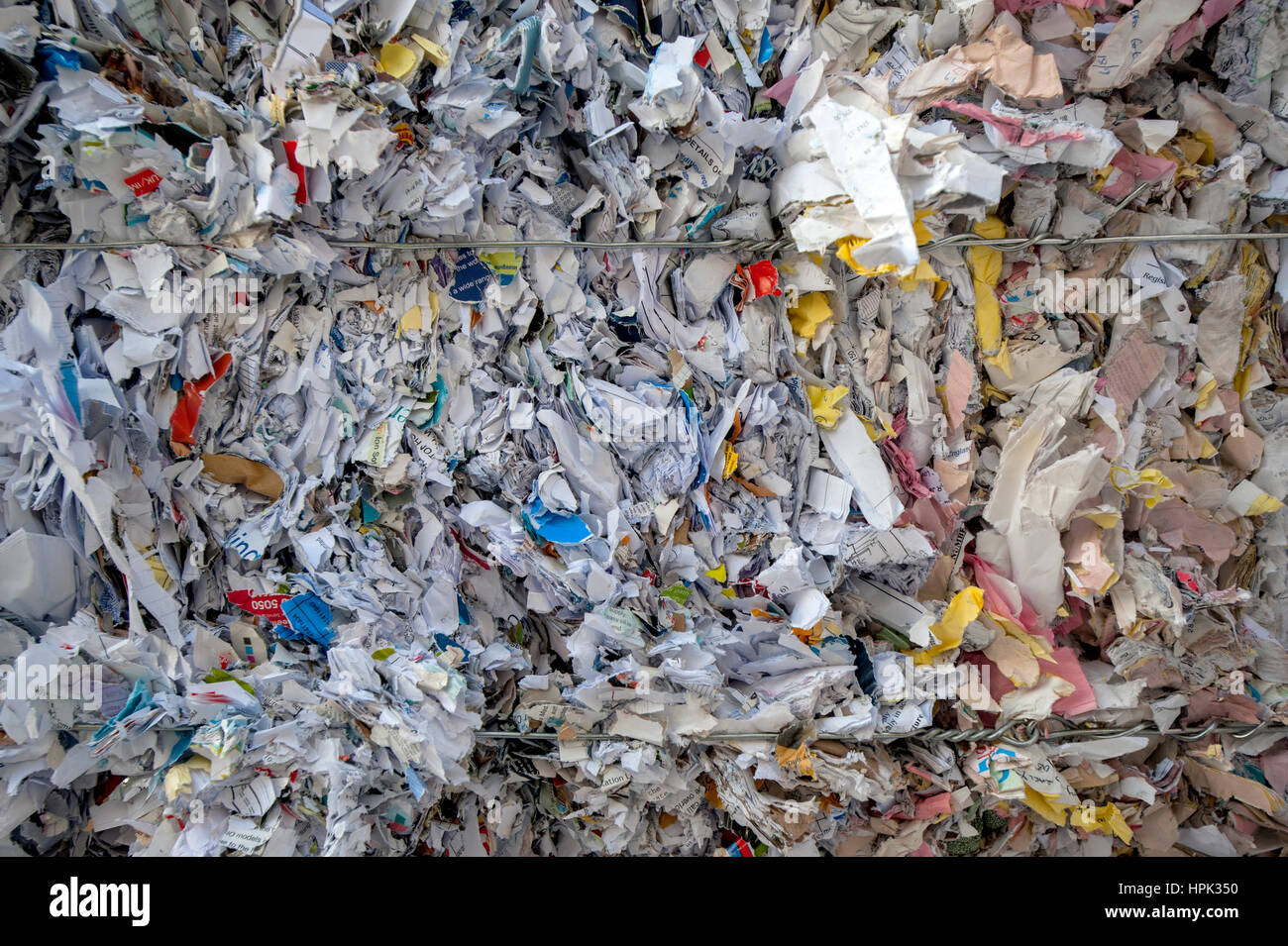 Bales of shredded paper at a recycling yard Stock Photo - Alamy