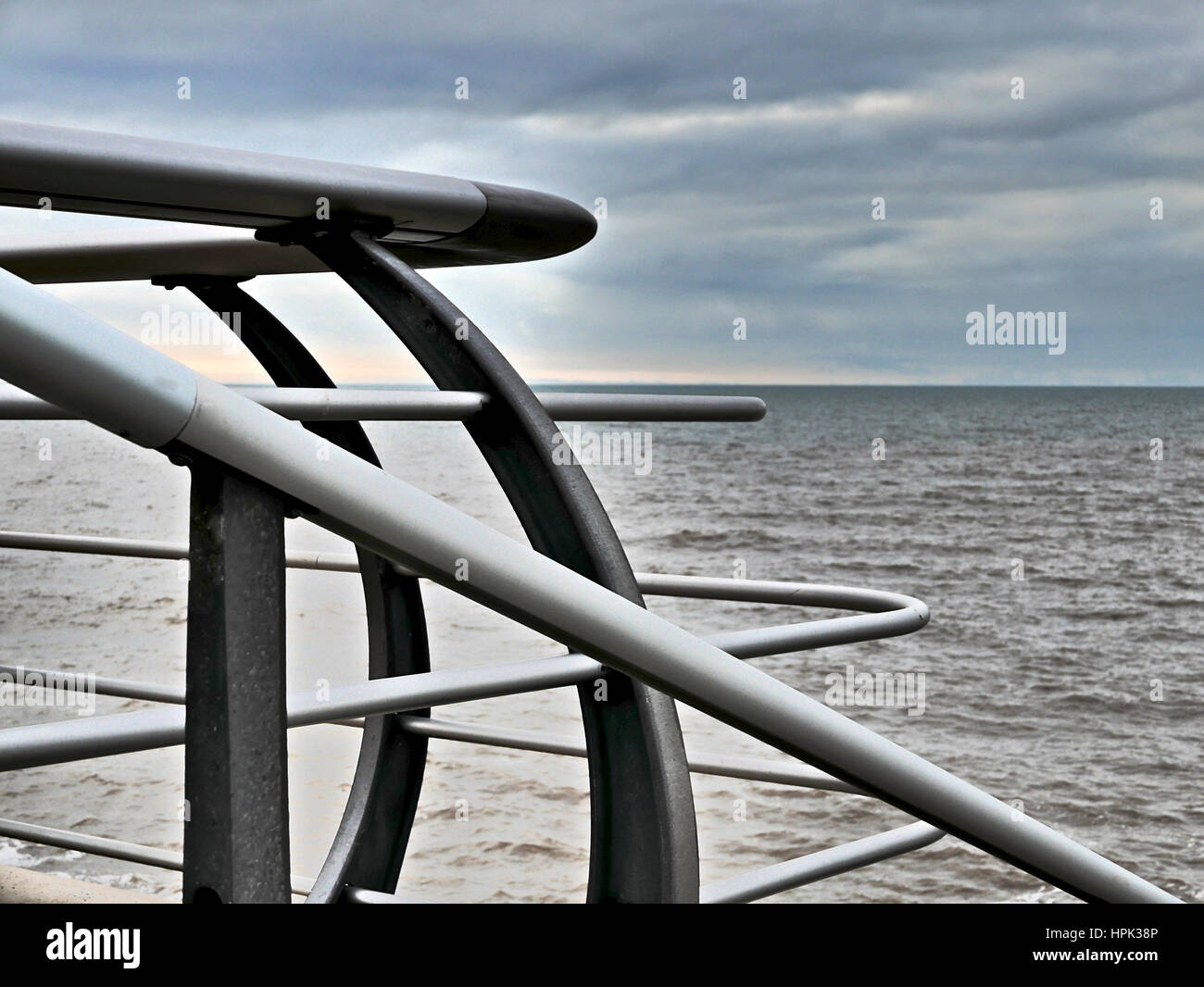 Metal railings and sea Stock Photo - Alamy