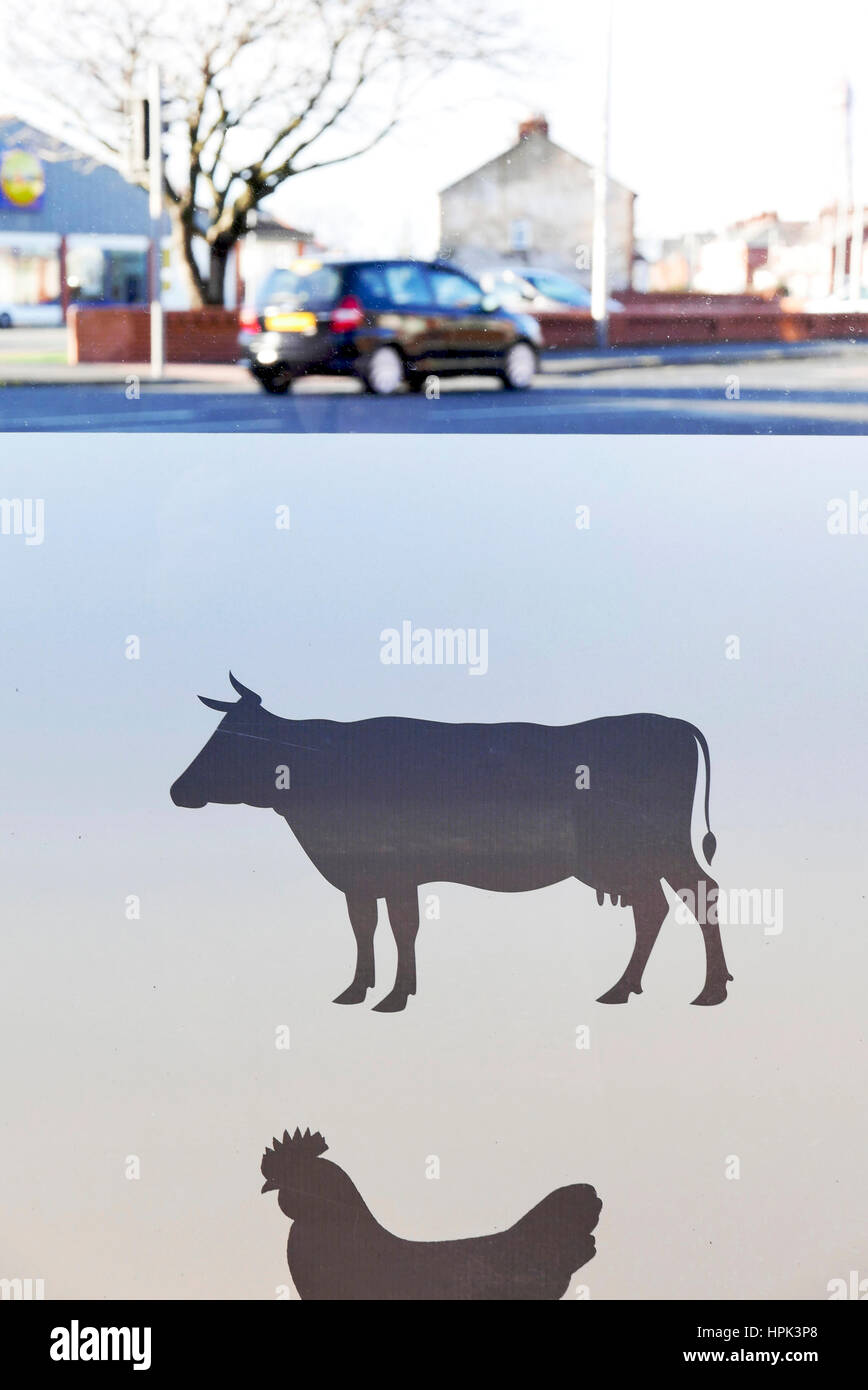 Pub food sign and main road Stock Photo - Alamy