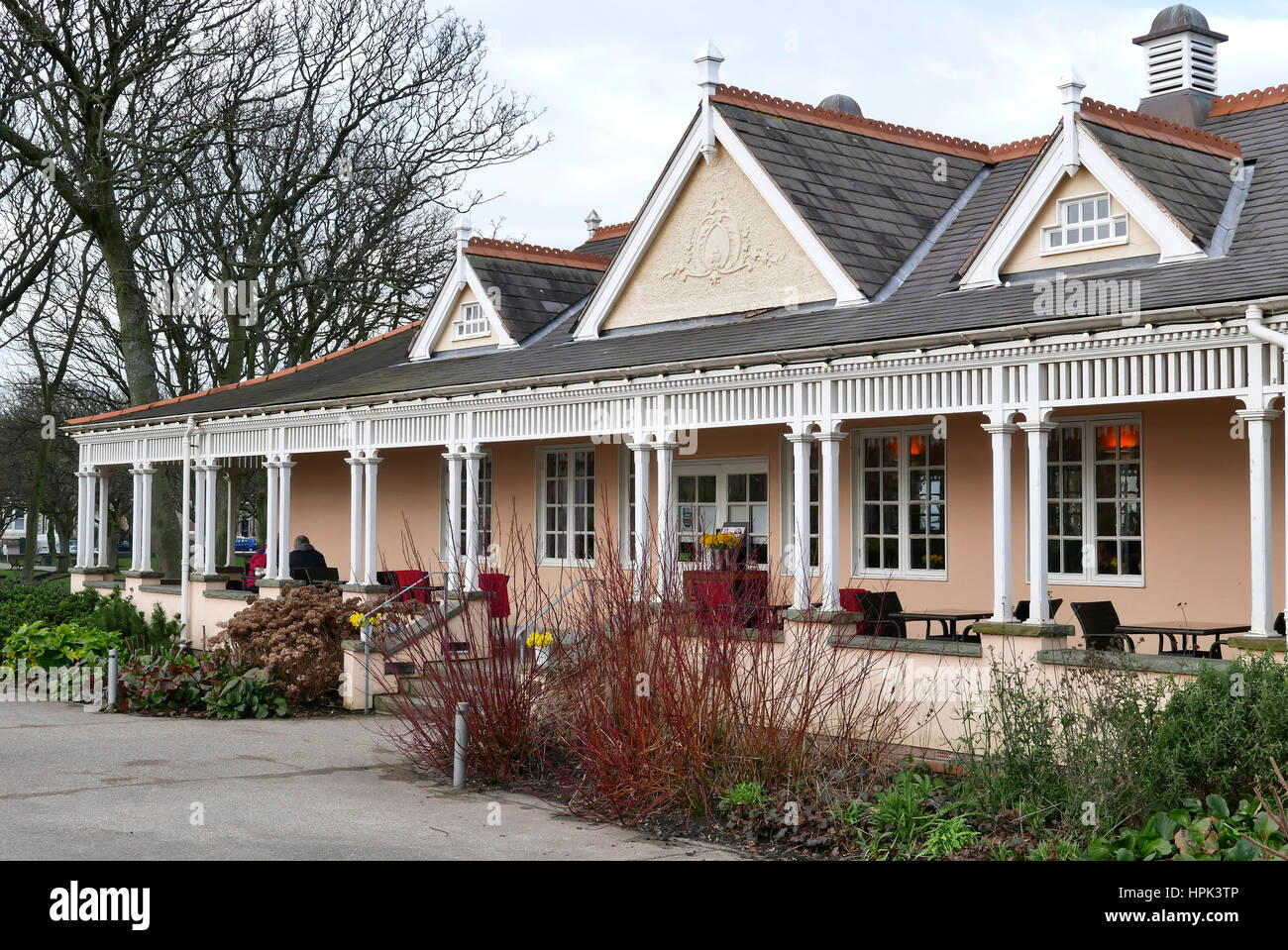 Colonial style restaurant exterior,Ashton Gardens,St Annes,UK Stock ...