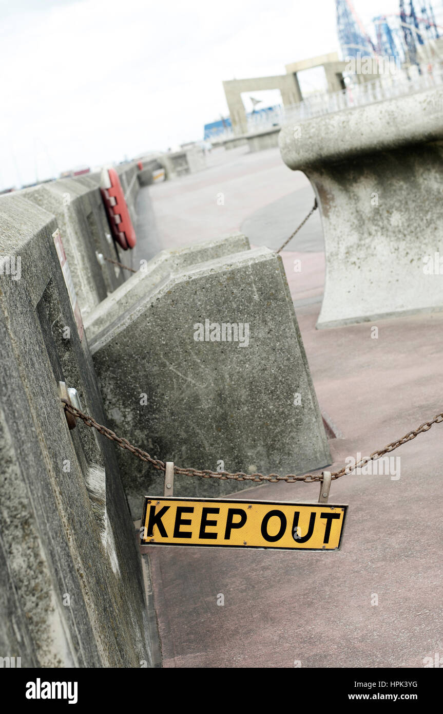 Keep out sign on the sea front at Blackpool,UK Stock Photo - Alamy