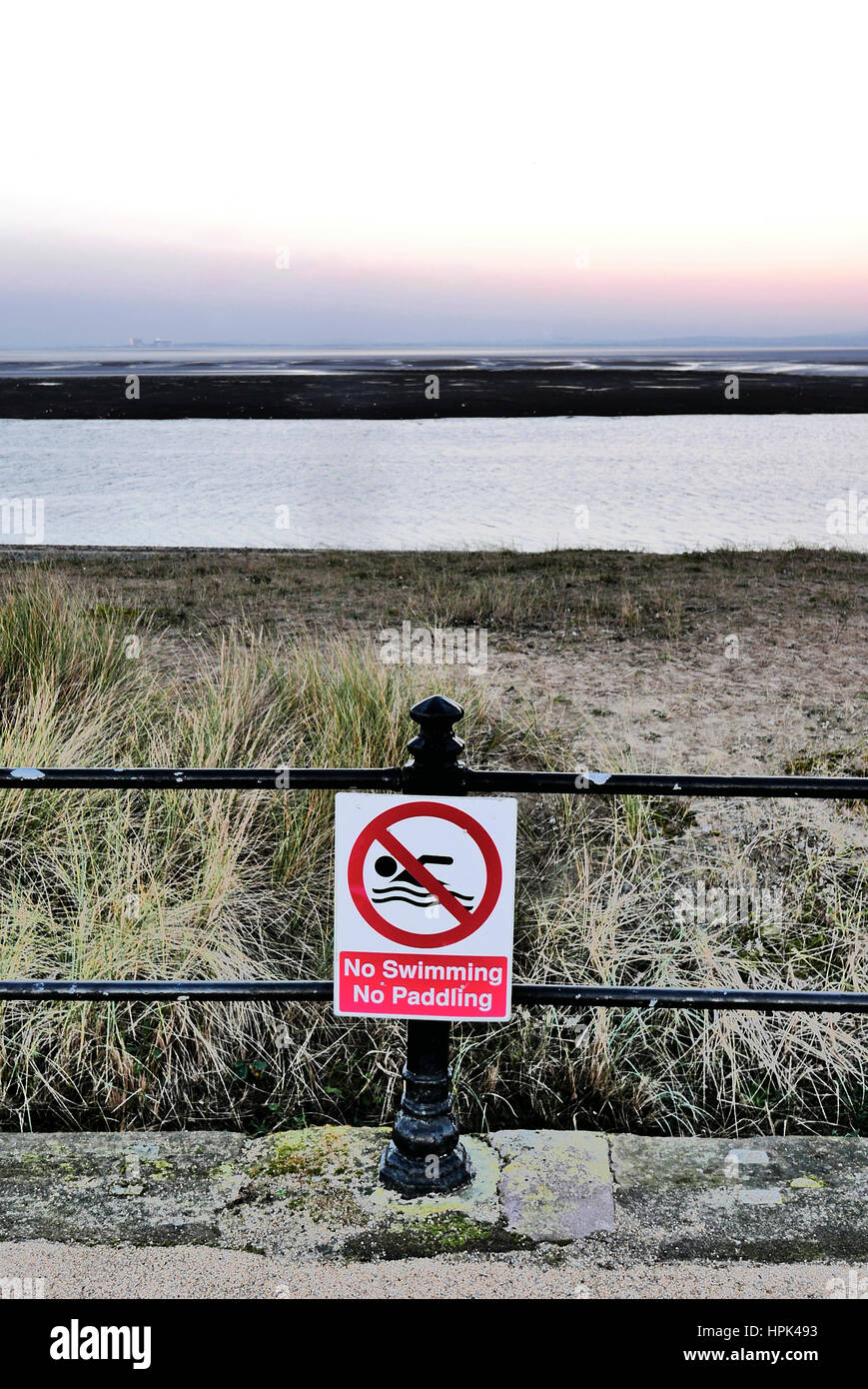 No swimming sign on beach Stock Photo - Alamy
