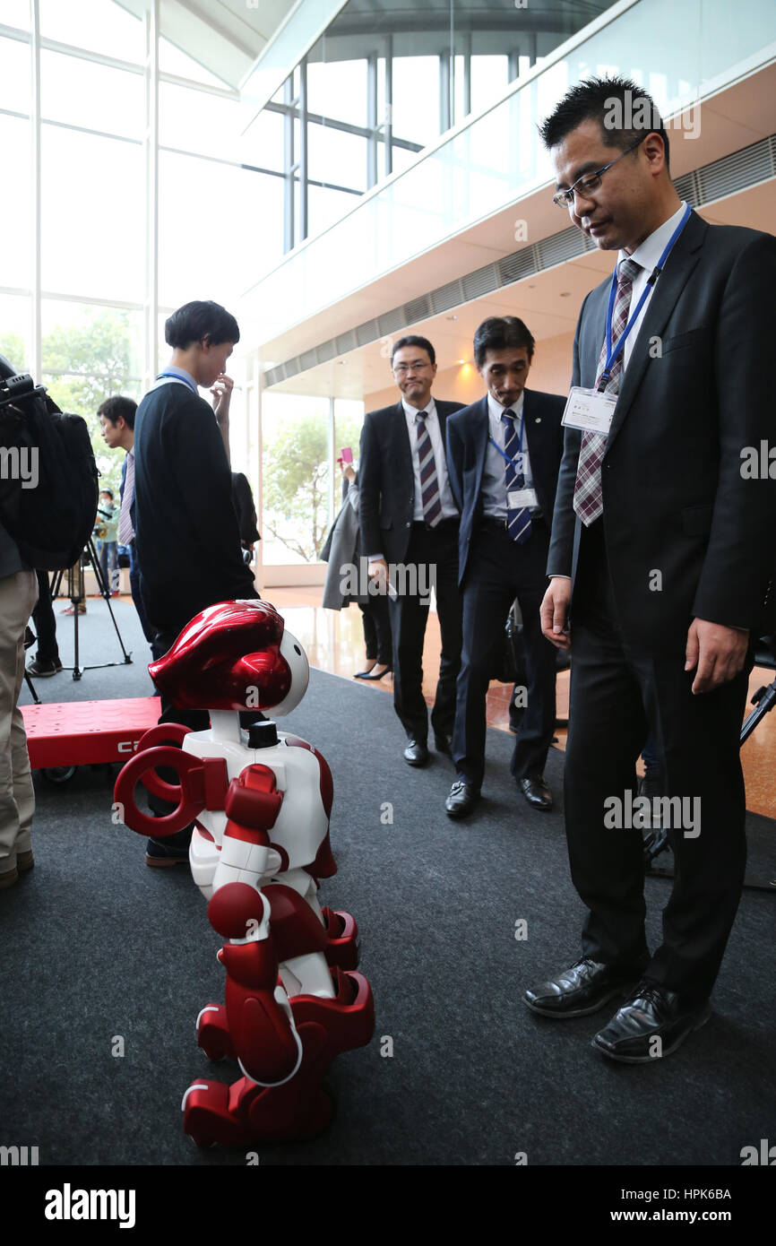 Tokyo, Japan. 14th Dec, 2016. A humanoid robot EMIEW3 of Hitachi ...