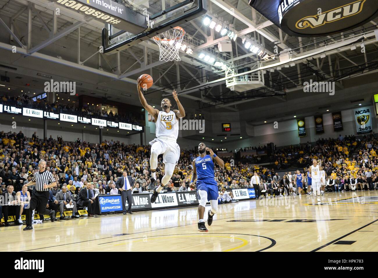 February 22, 2017 - DOUG BROOKS (5) jumps up to score during the first ...