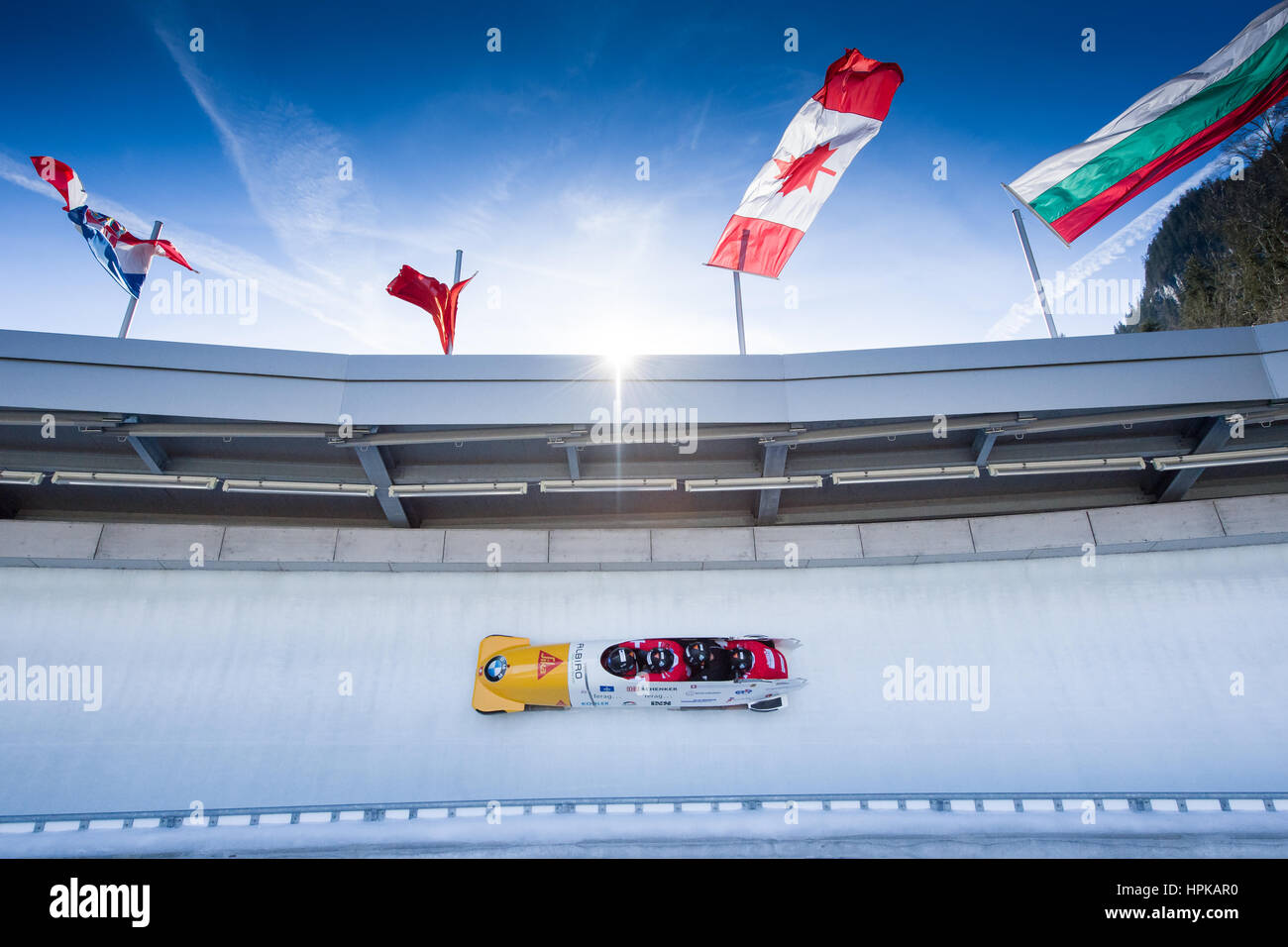 Koenigssee, Germany. 23rd Feb, 2017. Four-man bobsled with Clemens ...