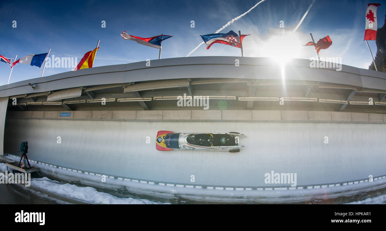 Koenigssee, Germany. 23rd Feb, 2017. Four-man bobsled with Maria Ade ...
