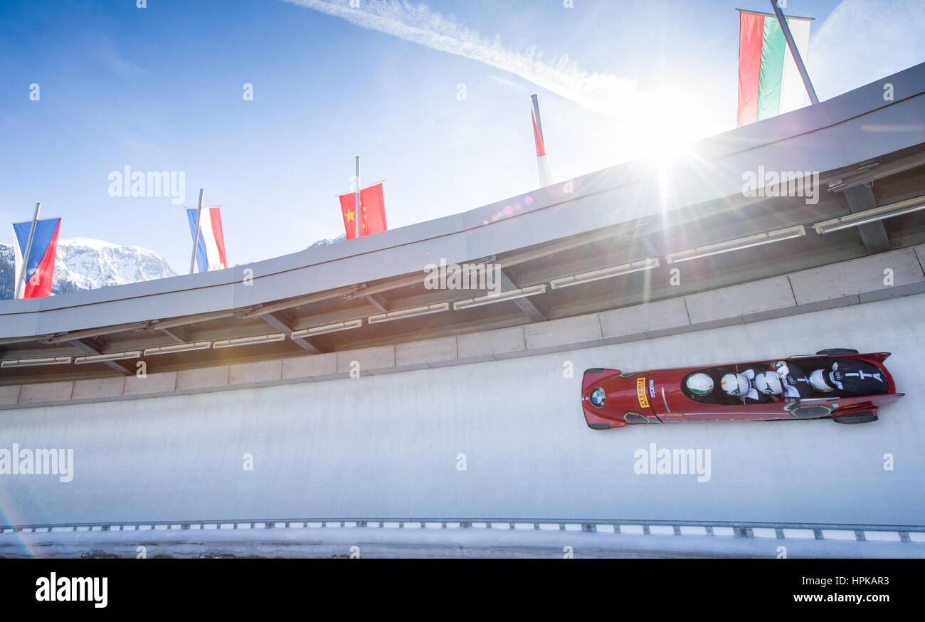 Koenigssee, Germany. 23rd Feb, 2017. Four-man bobsled with Simone ...