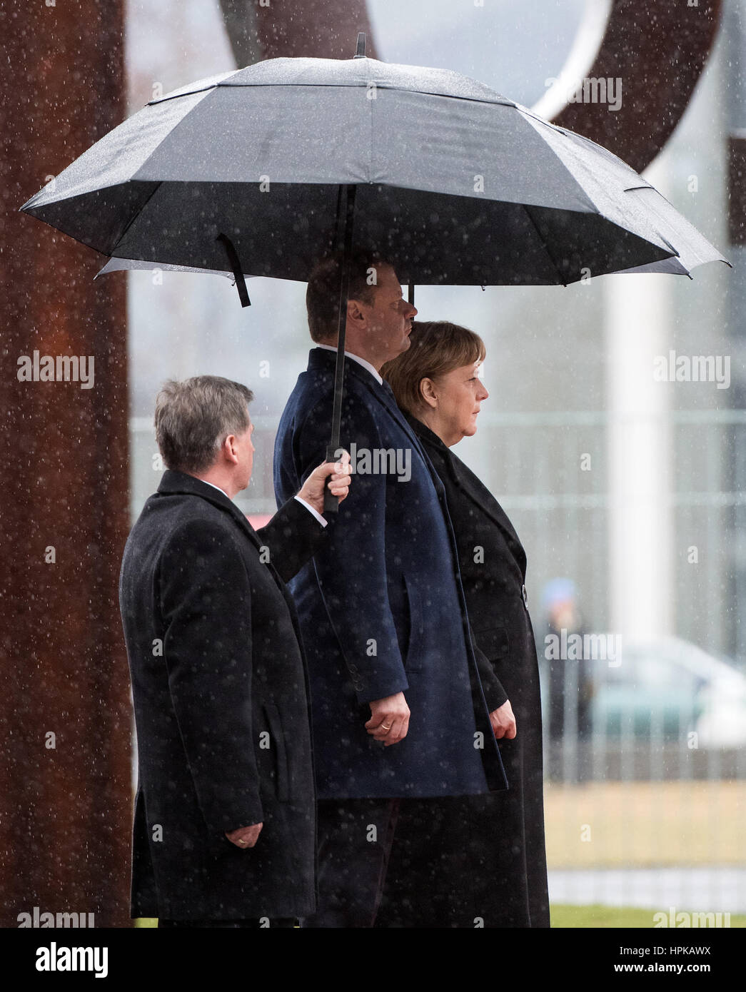 Berlin, Germany. 23rd Feb, 2017. German Chancellor Angela Merkel (R ...