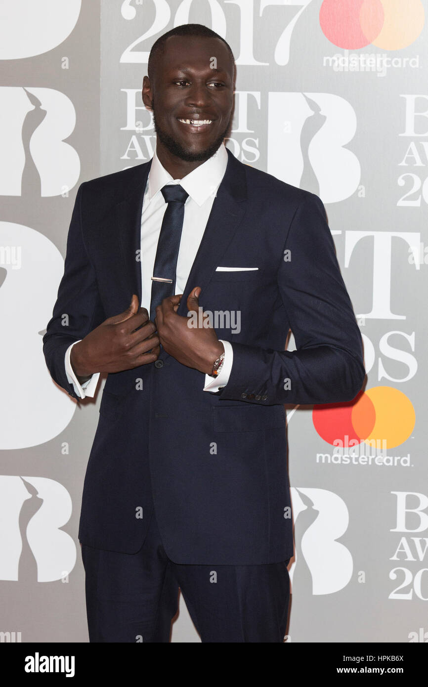 London, UK. 22nd Feb, 2017. Stormzy. Red carpet arrivals for the 2017 ...