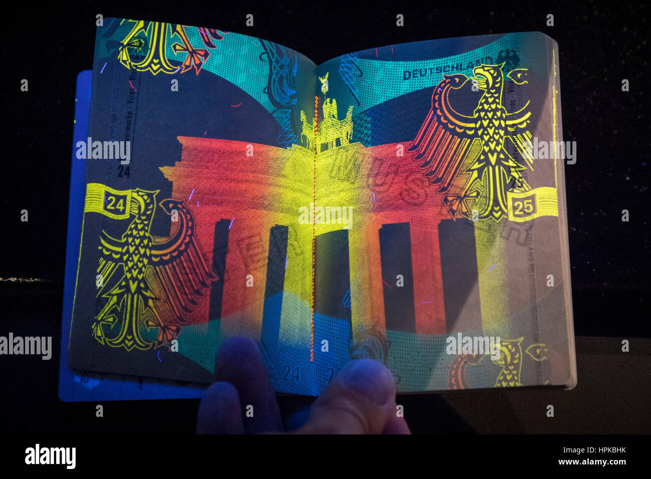 Berlin, Germany. 23rd Feb, 2017. A prototype of the new German passport ...