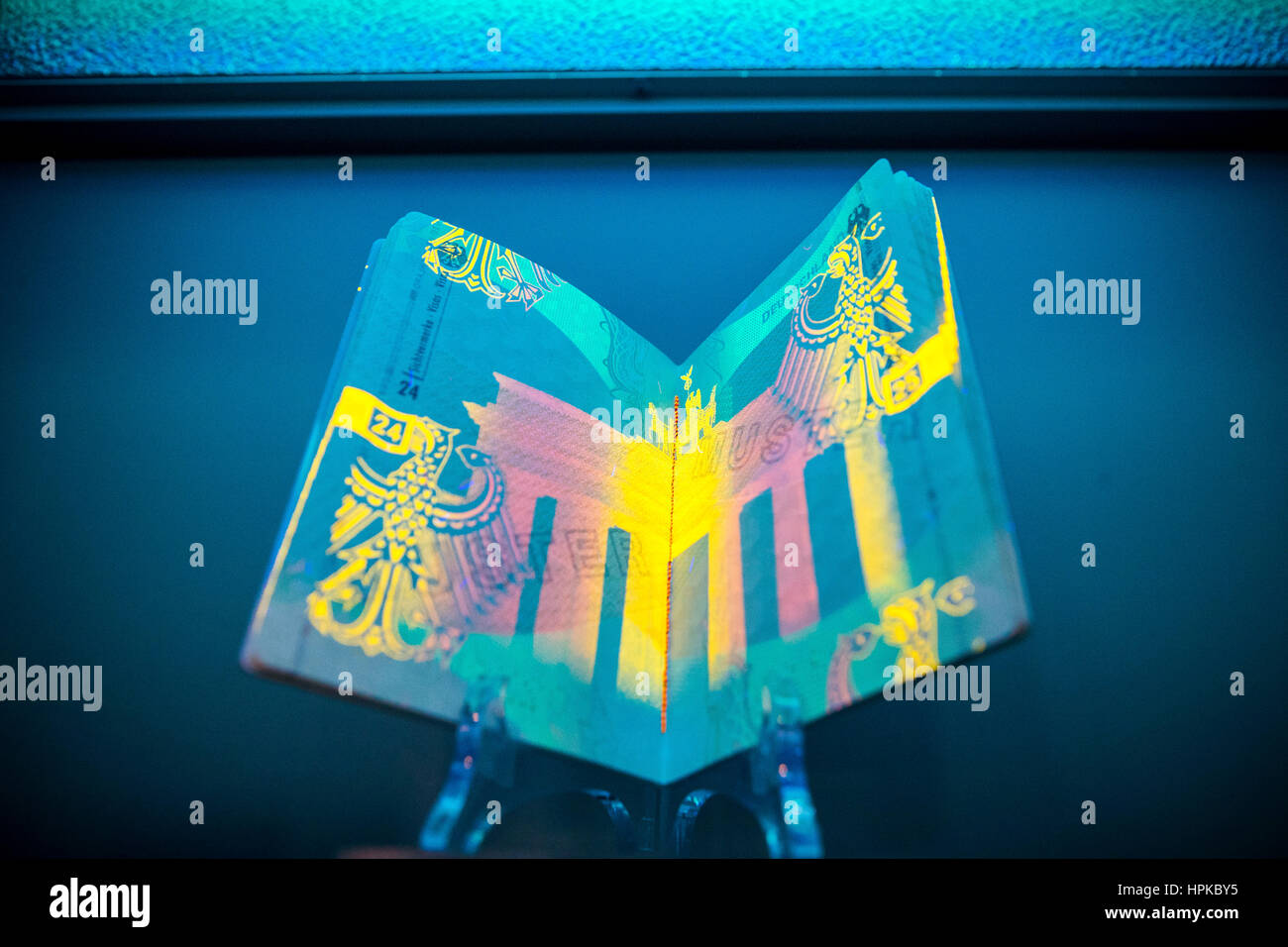 Berlin, Germany. 23rd Feb, 2017. A prototype of the new German passport ...