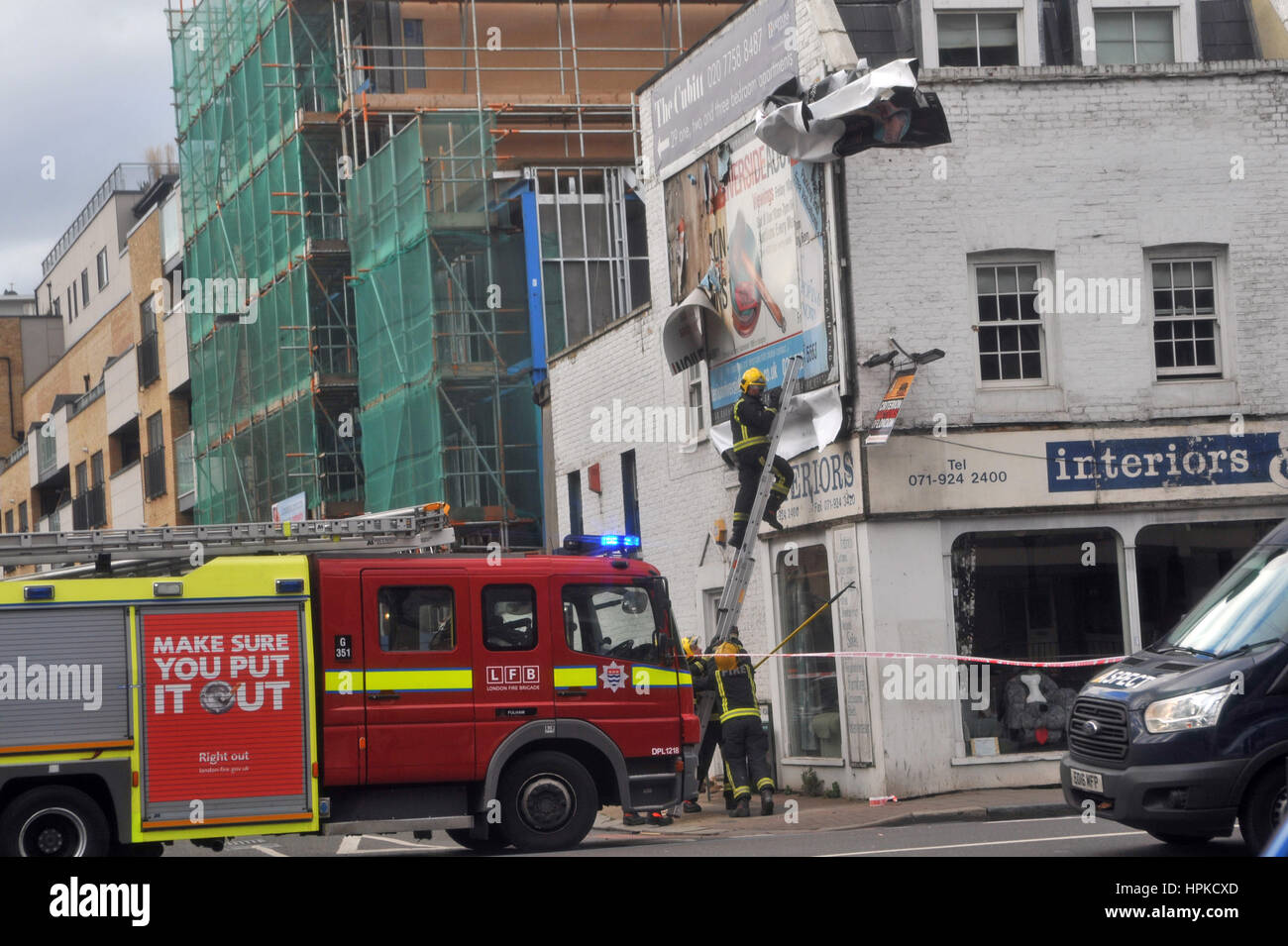 London, UK. 23rd Feb, 2017. UK Weather. London Fire Brigade attend ...