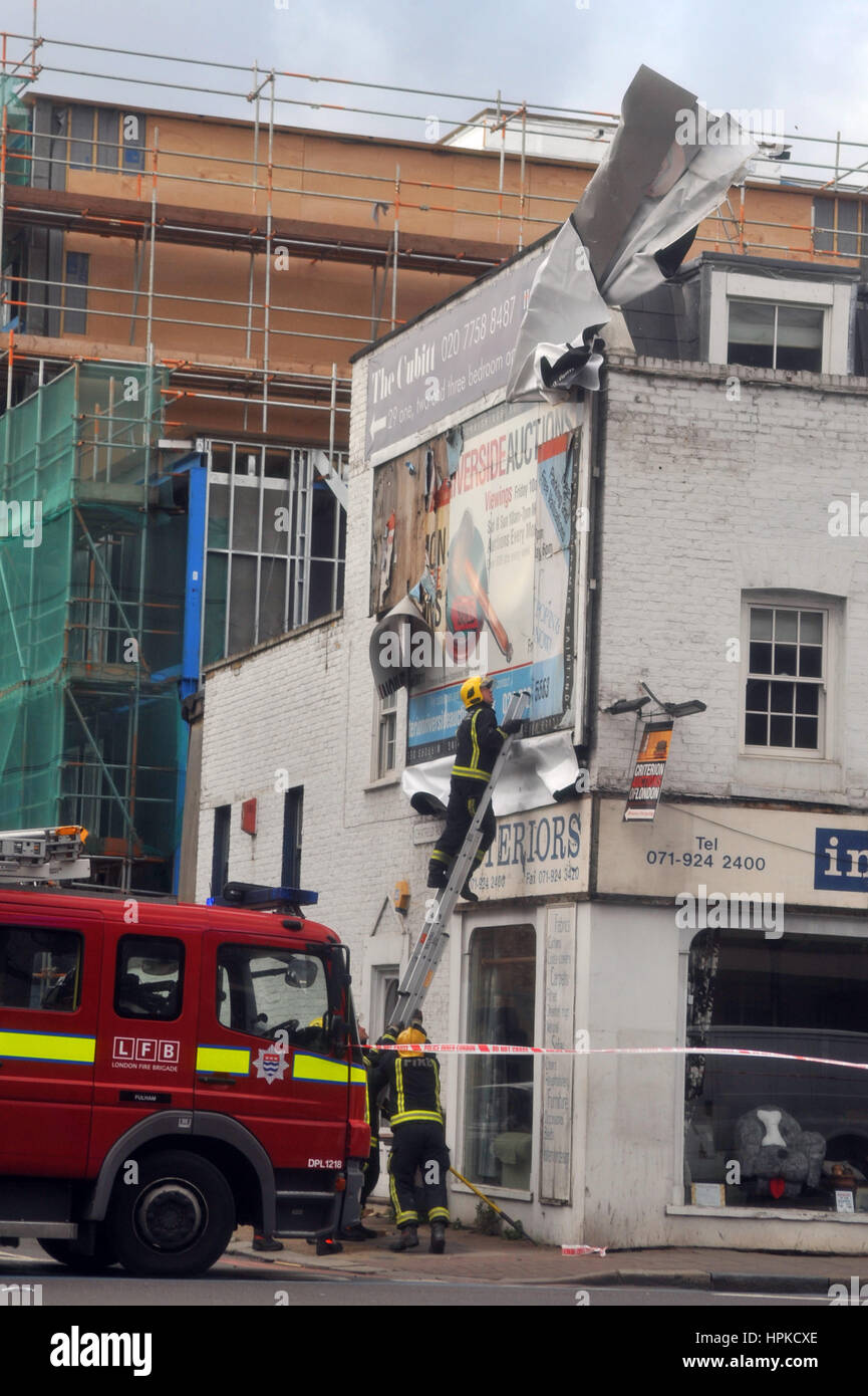 London, UK. 23rd Feb, 2017. UK Weather. London Fire Brigade attend ...