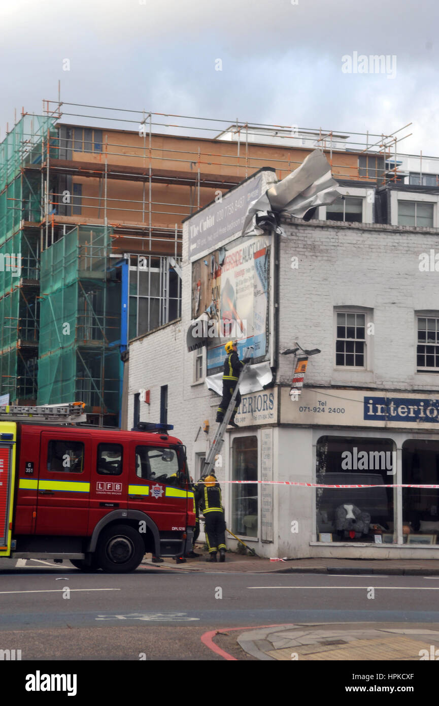 London, UK. 23rd Feb, 2017. UK Weather. London Fire Brigade attend ...