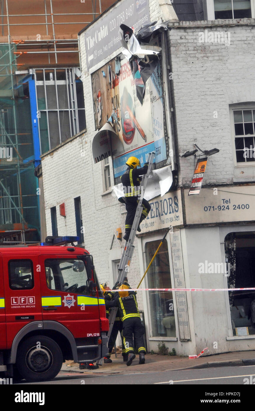 London, UK. 23rd Feb, 2017. UK Weather. London Fire Brigade attend ...