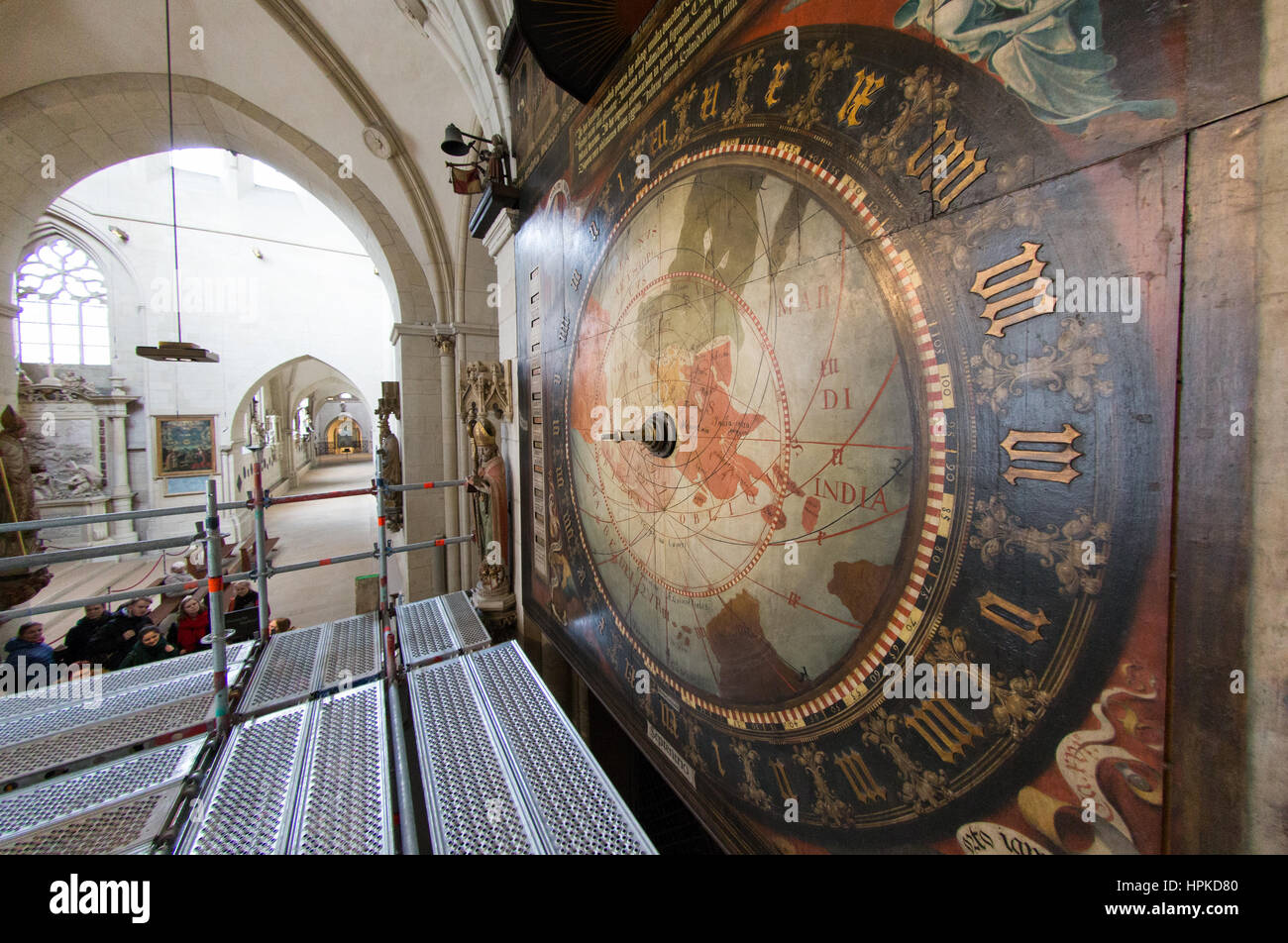 The dial of the astronomical clock in the cathedral in Münster, Germany ...