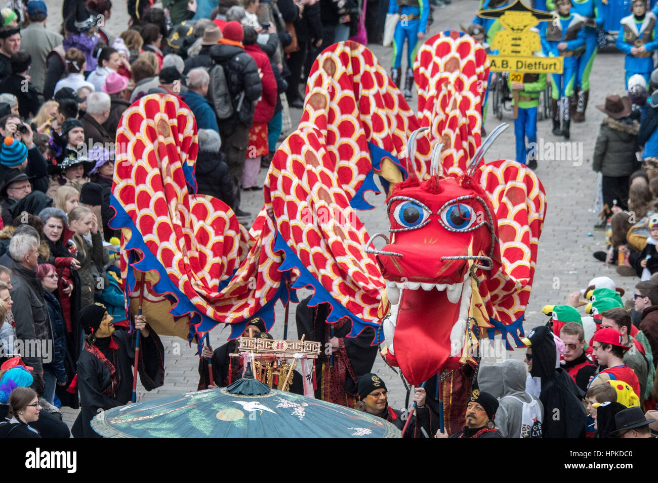 Dietfurt, Germany. 23rd February 2017. Carnival goers take part in the ...